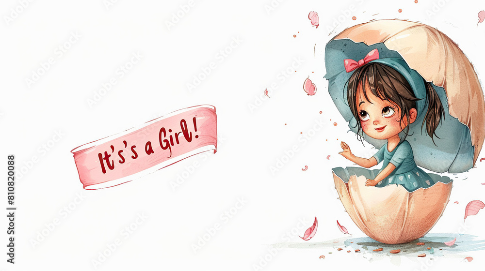 gender reveal cartoon girl art He or she. Boy or Girl. gender party ...
