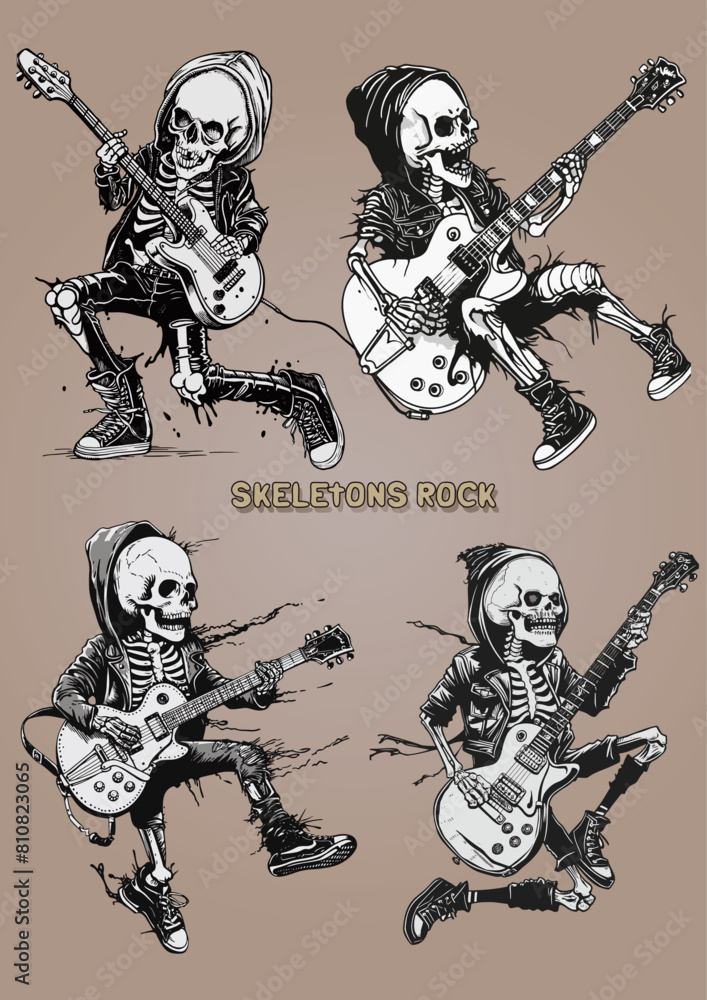"Rockin' Skeleton”, In this design, a skeleton is depicted wildly ...