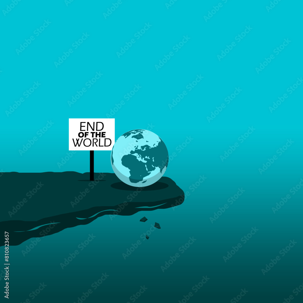 End of the World event banner. Illustration of an earth at the end of a ...