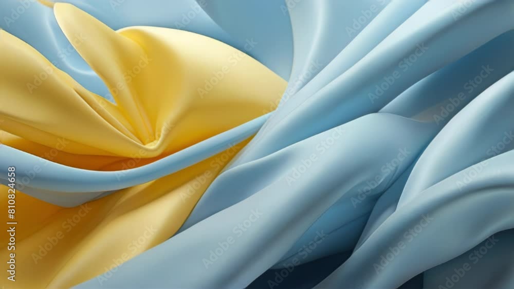 Elegant blue and yellow fabric folds captured in a fluid motion. AI ...