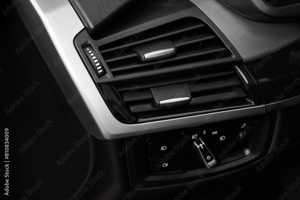 Car air conditioner close-up. Car climate control. Air flow inside the ...