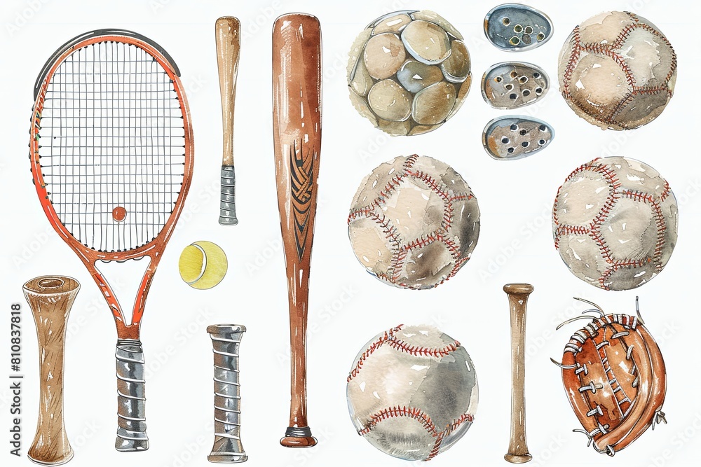 Vector Clipart of Bold and Stylized Sports Equipment: Tennis Racquets ...