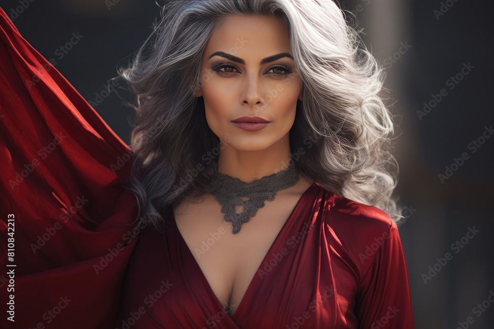 The Enchanting Beauty of a Mature Woman in a Red Dress Fictional ...
