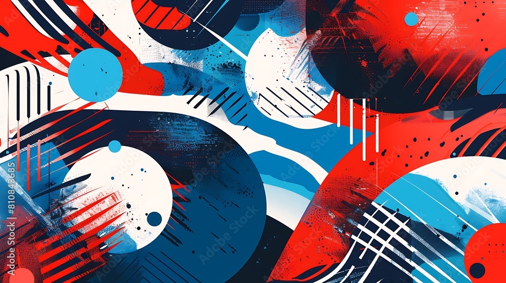 A vibrant and energetic red, blue, and white mix background with bold ...