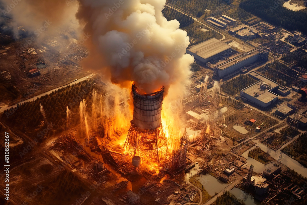 Explosion Nuclear power plant man-made disaster, environmental ...