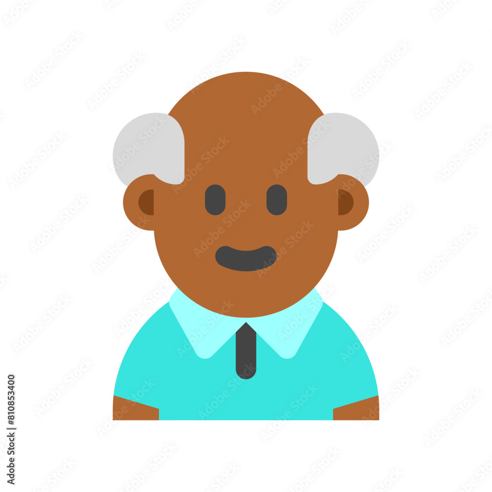 Editable old man grandpa with balding head avatar vector icon. User ...