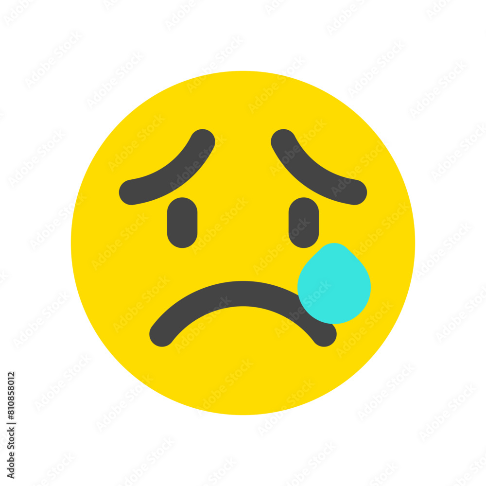Editable crying, sad tears expression emoticon vector icon. Part of a ...