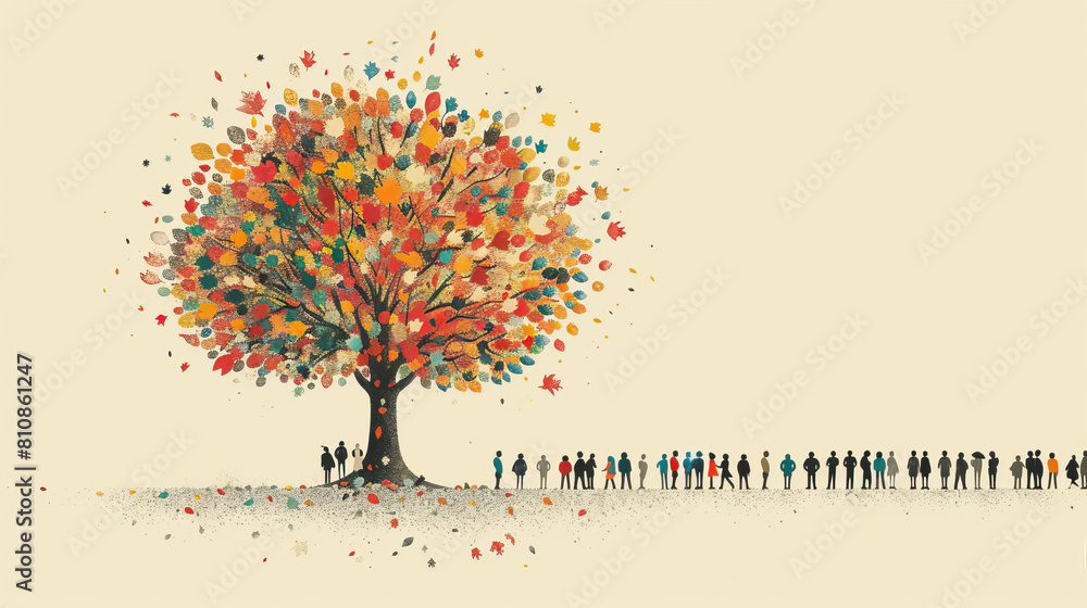 World Population Day Concept, 11July. tree art with many people rough ...
