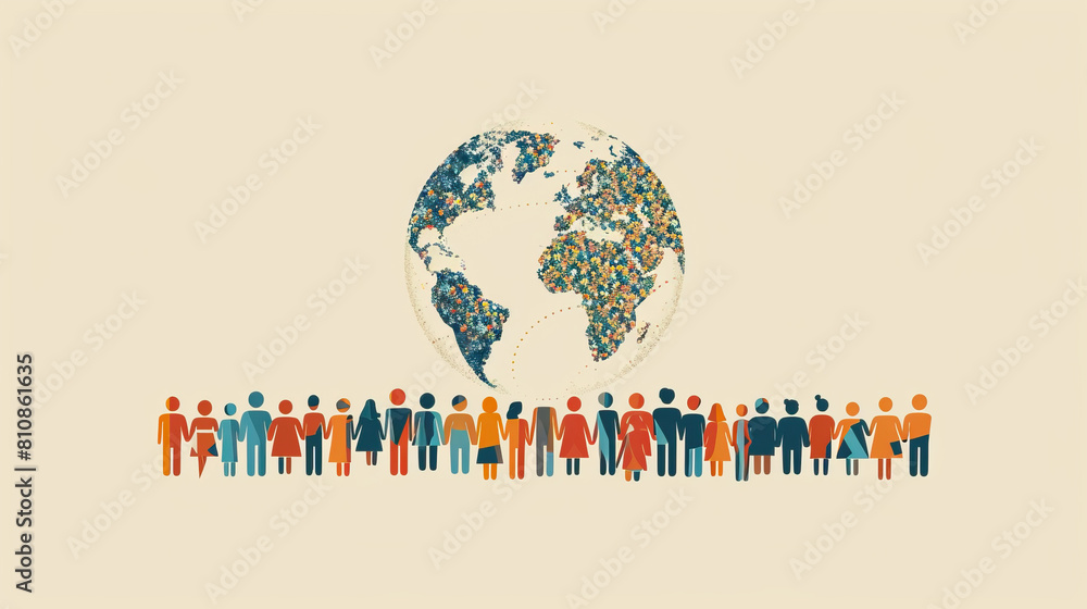 World Population Day Concept, 11July. world globe art with multicolor ...