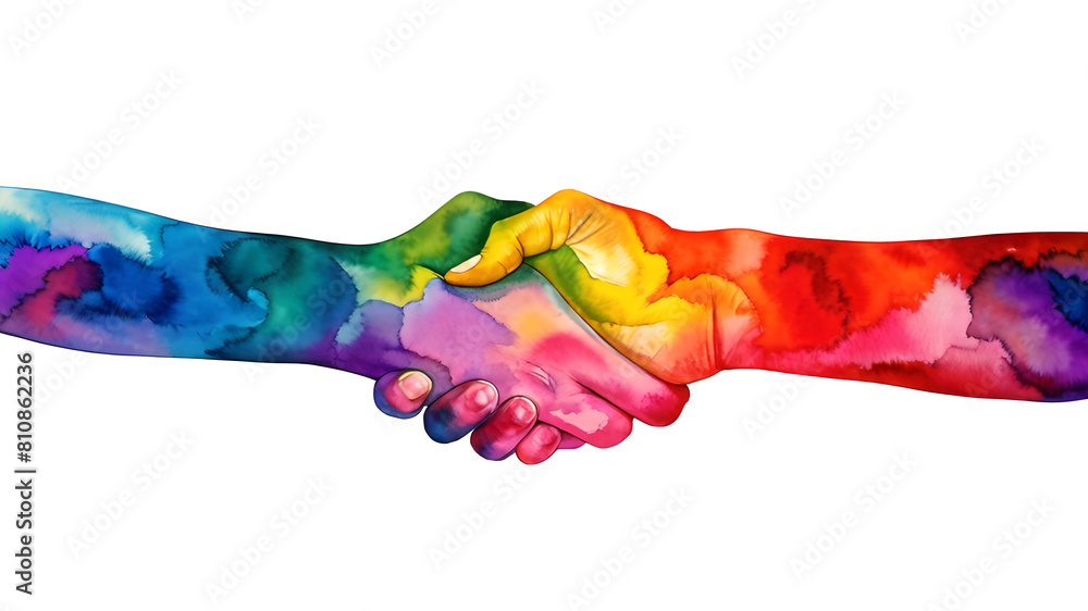Rainbow Hands Isolated on Transparent Background Handshake LGBT Colors ...