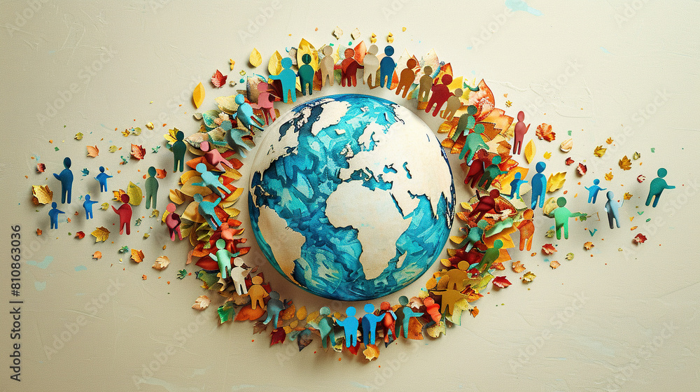 World Population Day Concept, 11July. 3d art of world earth globe or ...