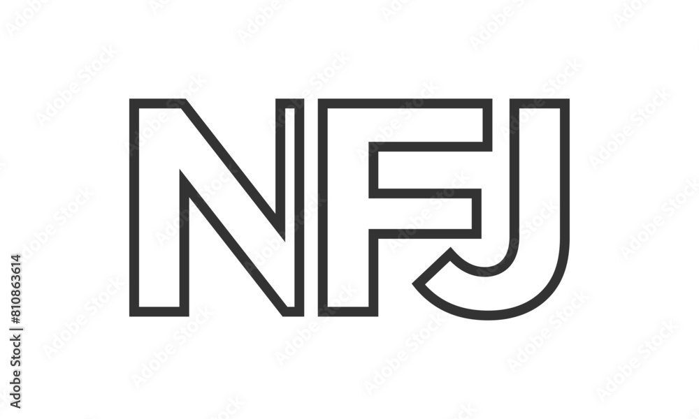 NFJ logo design template with strong and modern bold text. Initial ...