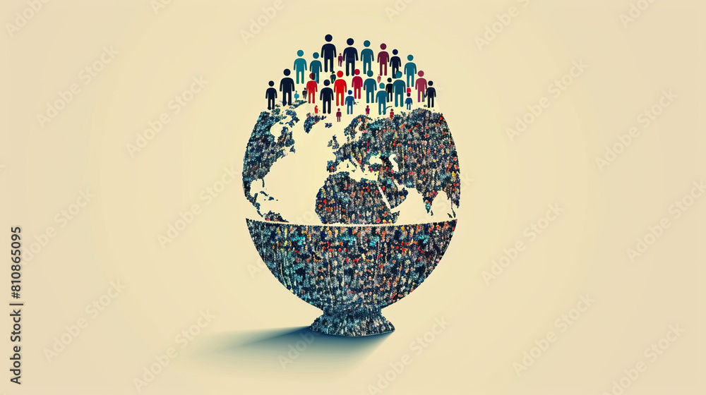 World Population Day Concept, 11July. watercolor rough art off huge ...