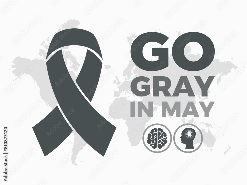Go gray in May poster vector illustration. May is Brain Tumor Awareness ...