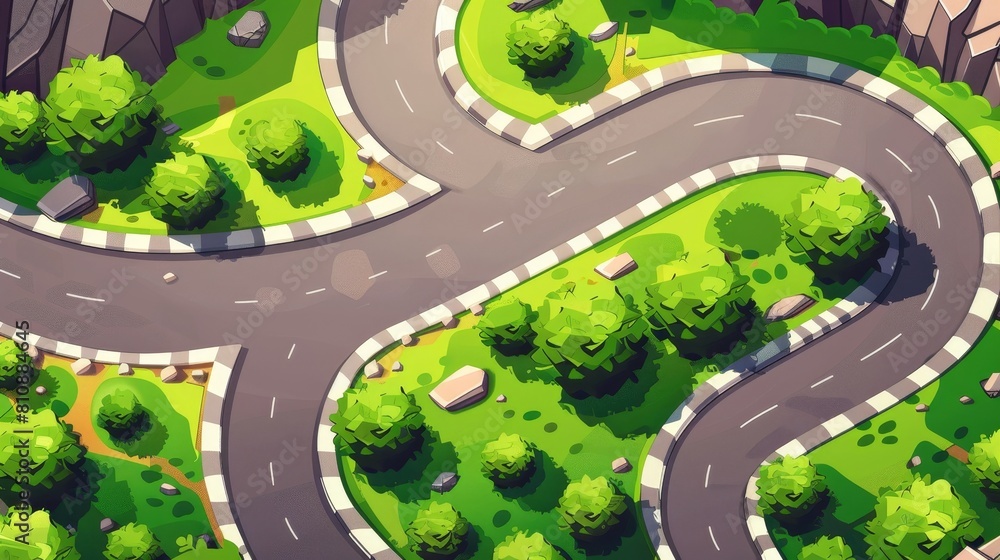 Top view of Formula F1 race track, cartoon background for game ...