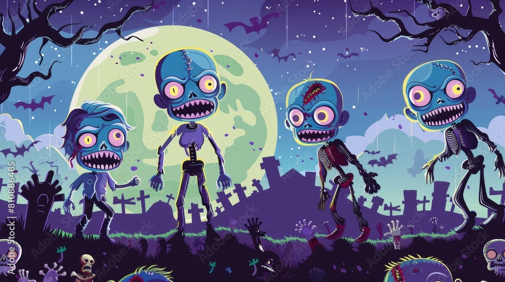 There are zombie posters with creepy undead characters in modern format ...