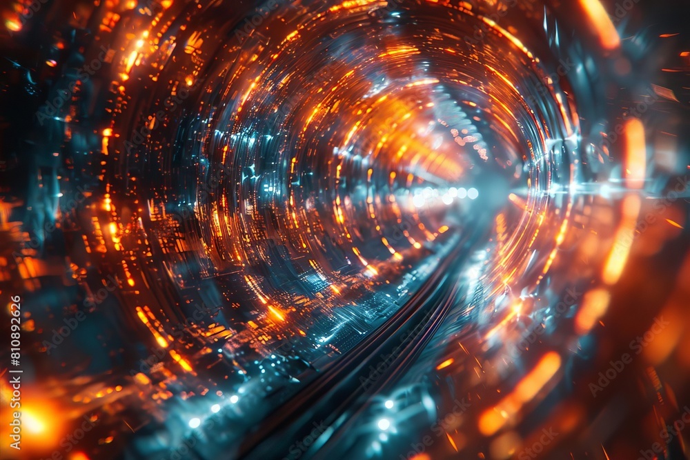 Translate the fusion of abstract art and futuristic technologies into a ...