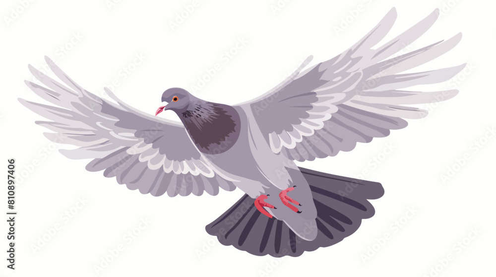 Flying pigeon flat vector illustration. Grey dove spr Stock Vector ...