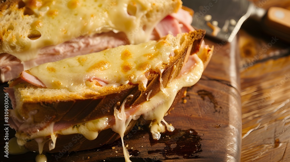 Croque Monsieur, a classic French sandwich with ham and melted Gruyere ...