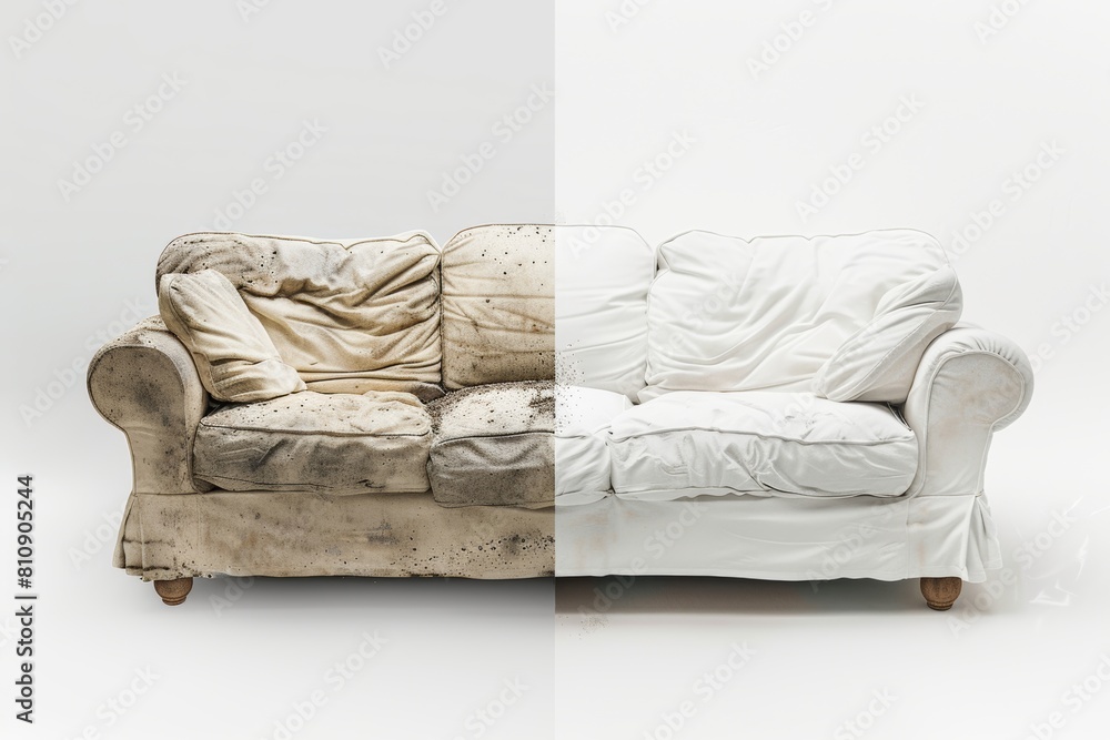 side by side comparison of the room with couch before and after ...
