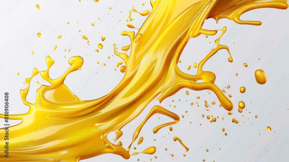 Isolated modern of yellow oil splash. Realistic 3d beer swirl on ...