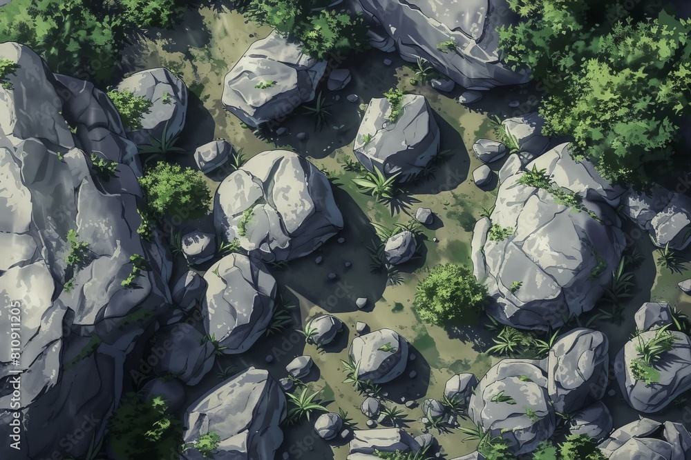 DnD Battlemap battlemap, boulder field, tactical, skirmishes, detailed ...