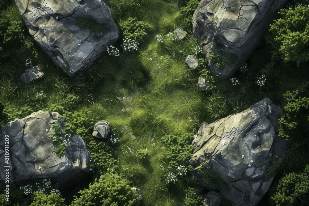 DnD Battlemap rocky, terrain, gaming, illustration, boulder, field ...