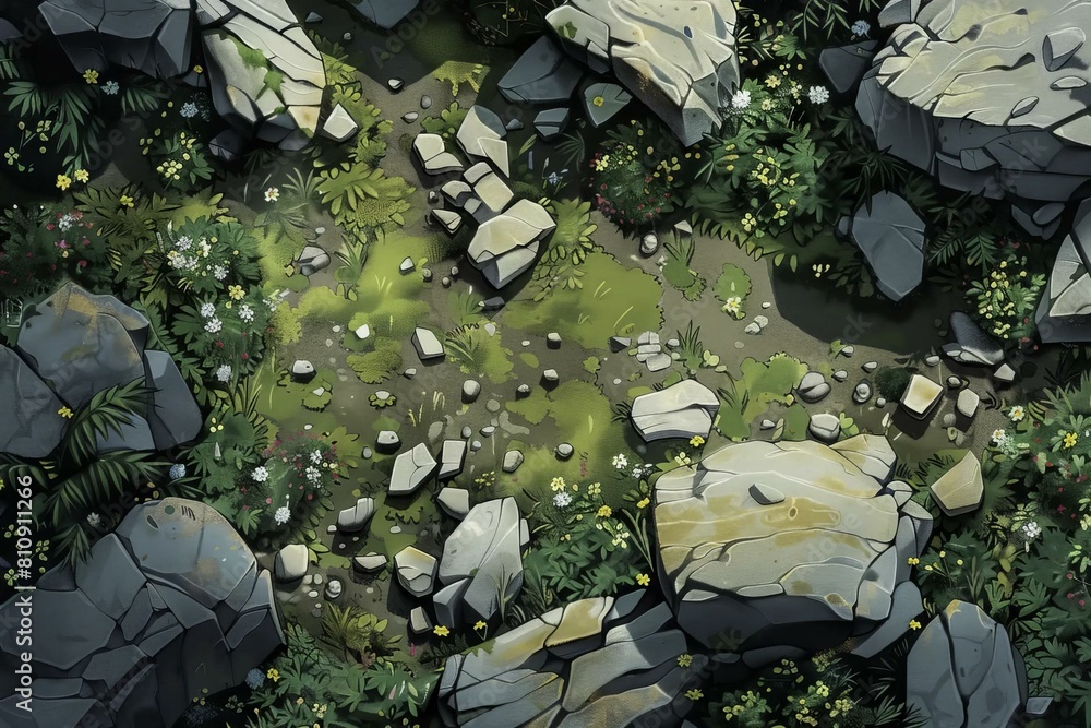 DnD Battlemap battlemap, boulder, field, strategy, battlefield ...