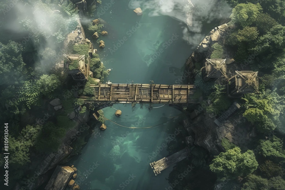 DnD Battlemap collapsed, bridge, muddy, battle, site, characters Stock ...