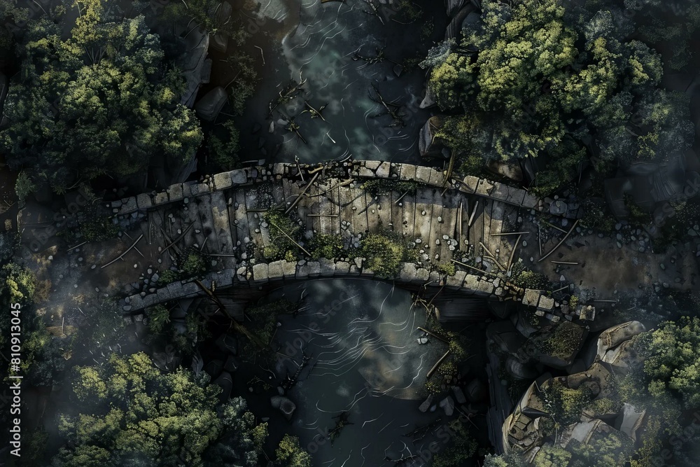 DnD Battlemap collapsed, bridge, strategic, battle, map, gaming Stock ...