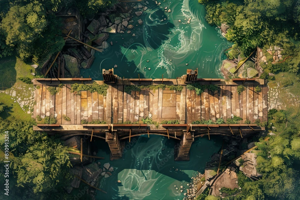 DnD Battlemap collapsed, bridge, ruined, overgrown, vegetation, tag ...