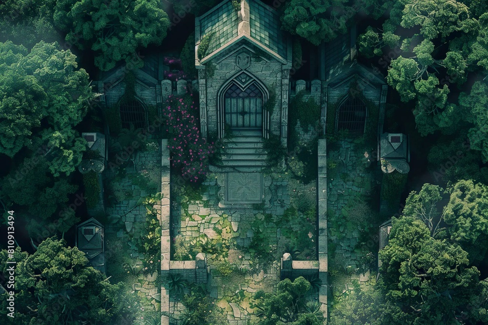 DnD Battlemap cursed, chapel, battlemap, eerie setting, cryptic symbols ...