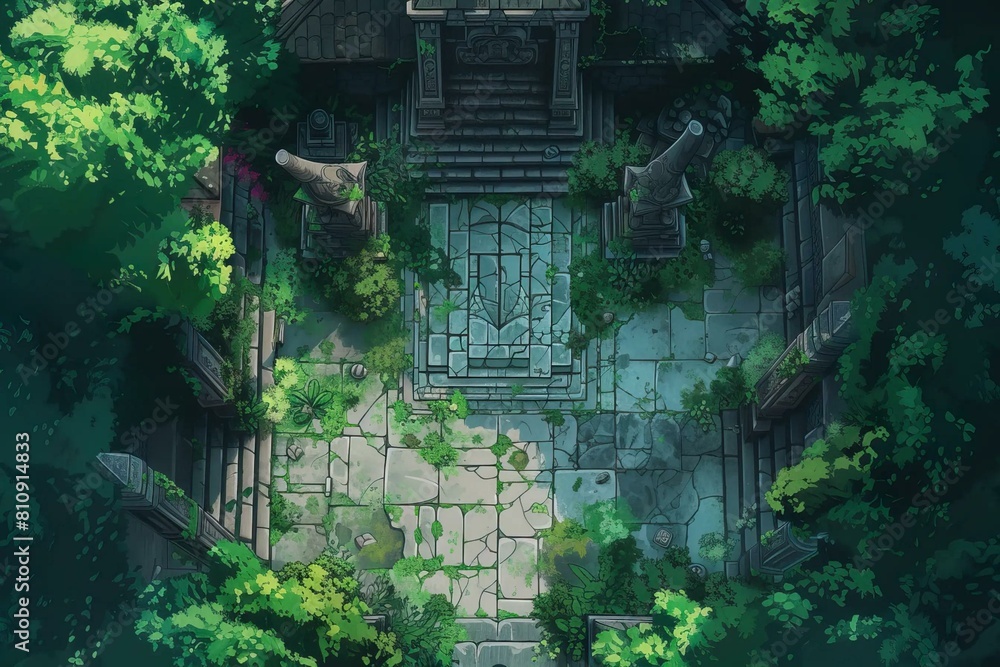 DnD Battlemap Forgotten Tomb Battlemap Résumé: Overgrown ruins with ...