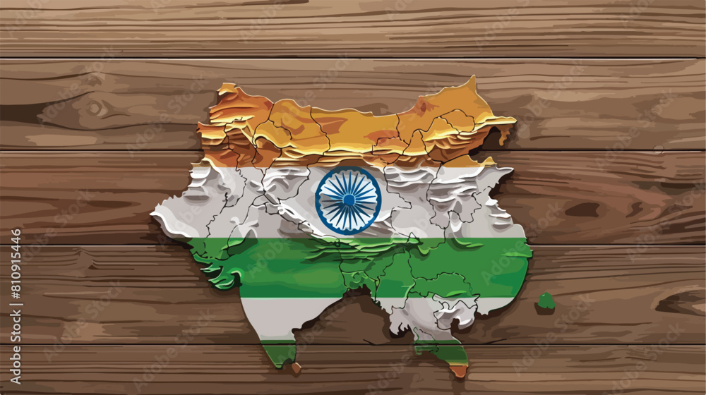 independence day indian flag and map with wooden background Stock ...