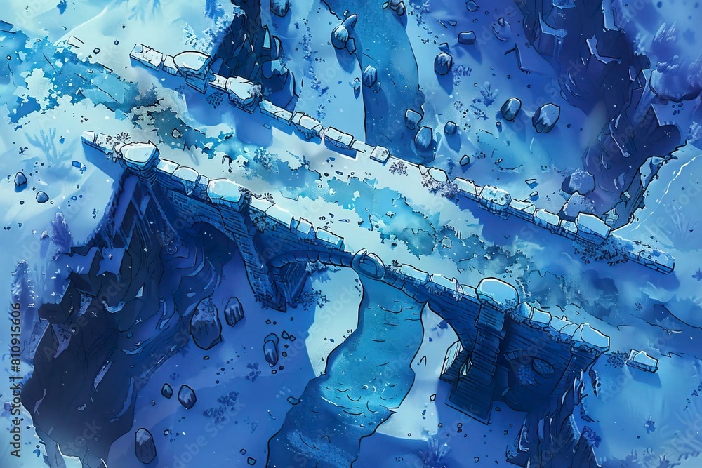 DnD Battlemap ice, bridge, battlemap, detailed, map, terrain ilustração ...