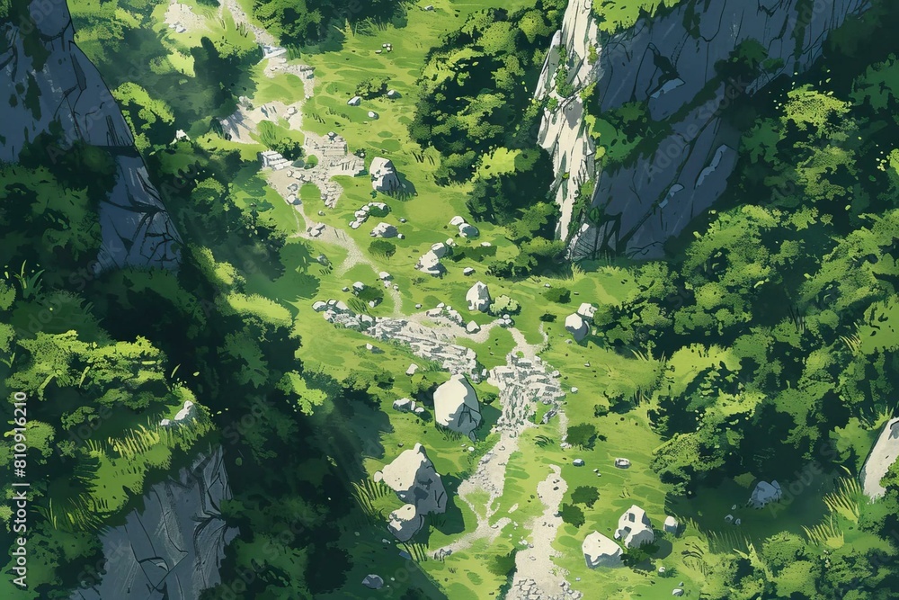 DnD Battlemap mountain, pass, battlemap, cliffs, river, landscape Stock ...