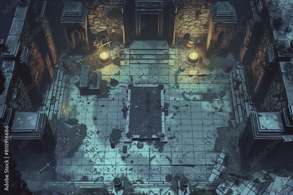 DnD Battlemap necromancer, crypt, battlemap, mysterious, eerie, setting ...