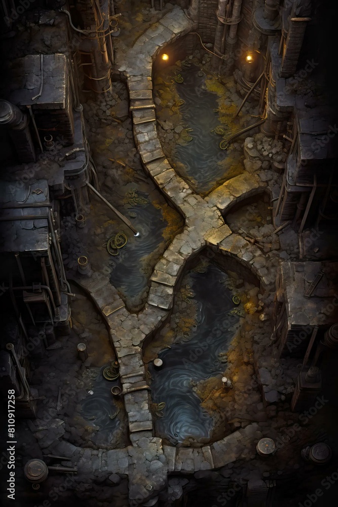 DnD Battlemap Underground, Sewers, Echo, Damp, Serpentine, Tunnels ...