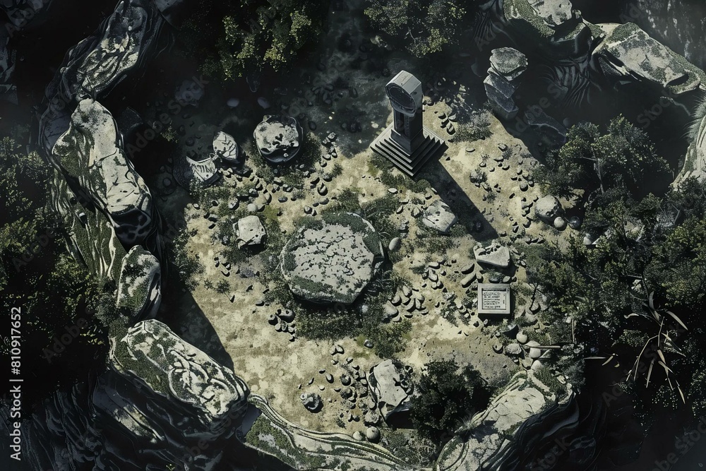 DnD Battlemap stone, crypt, ancient, burial, site, forest. Stock ...