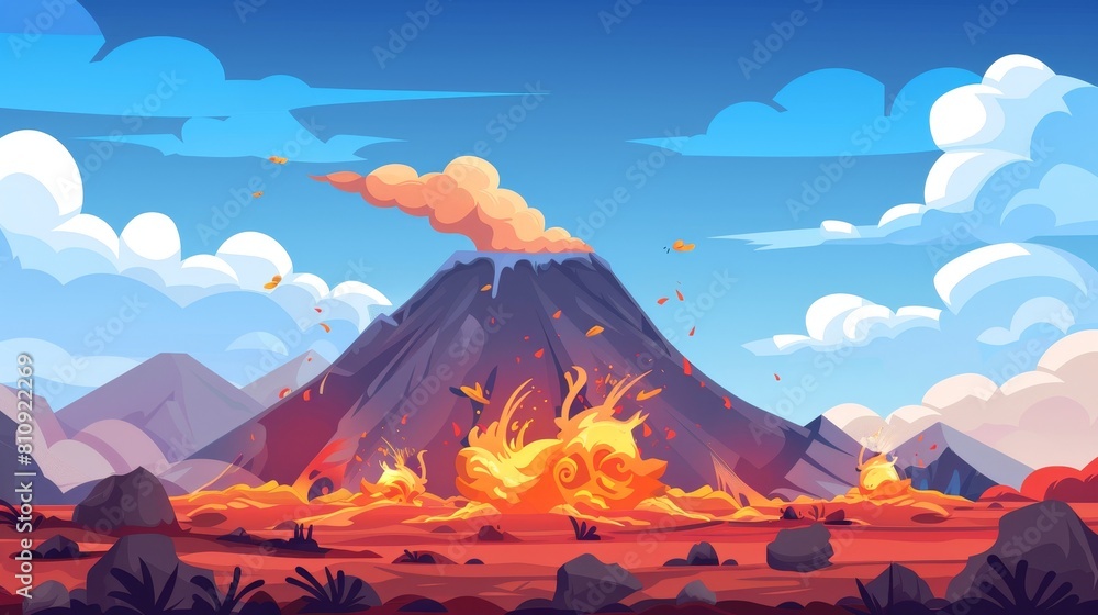 Videogame app sprite sheet of volcanic eruption and explosion ...