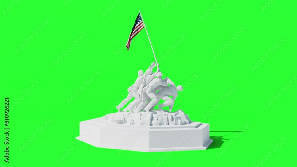 Green Screen Flag Animation Model of Iwo Jima Memorial Stock Video ...