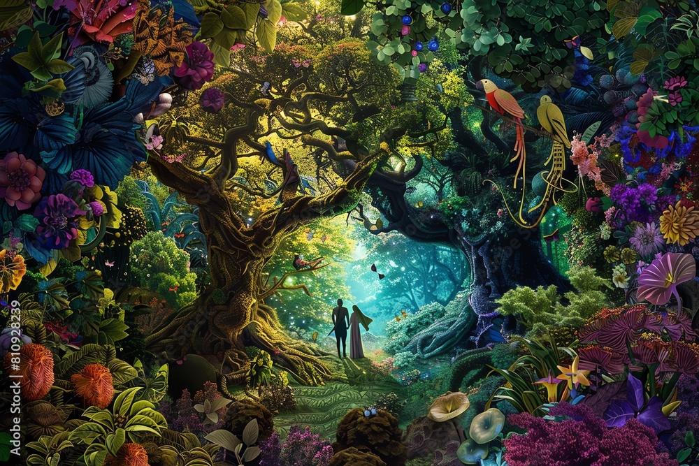 Bring Ancestral Sin to life! Show Adam and Eve facing God in a lush ...