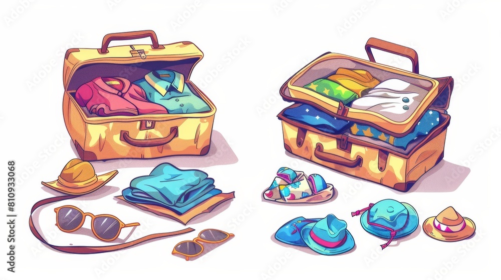 Summer travel and beach vacation female clothes carefully folded and ...