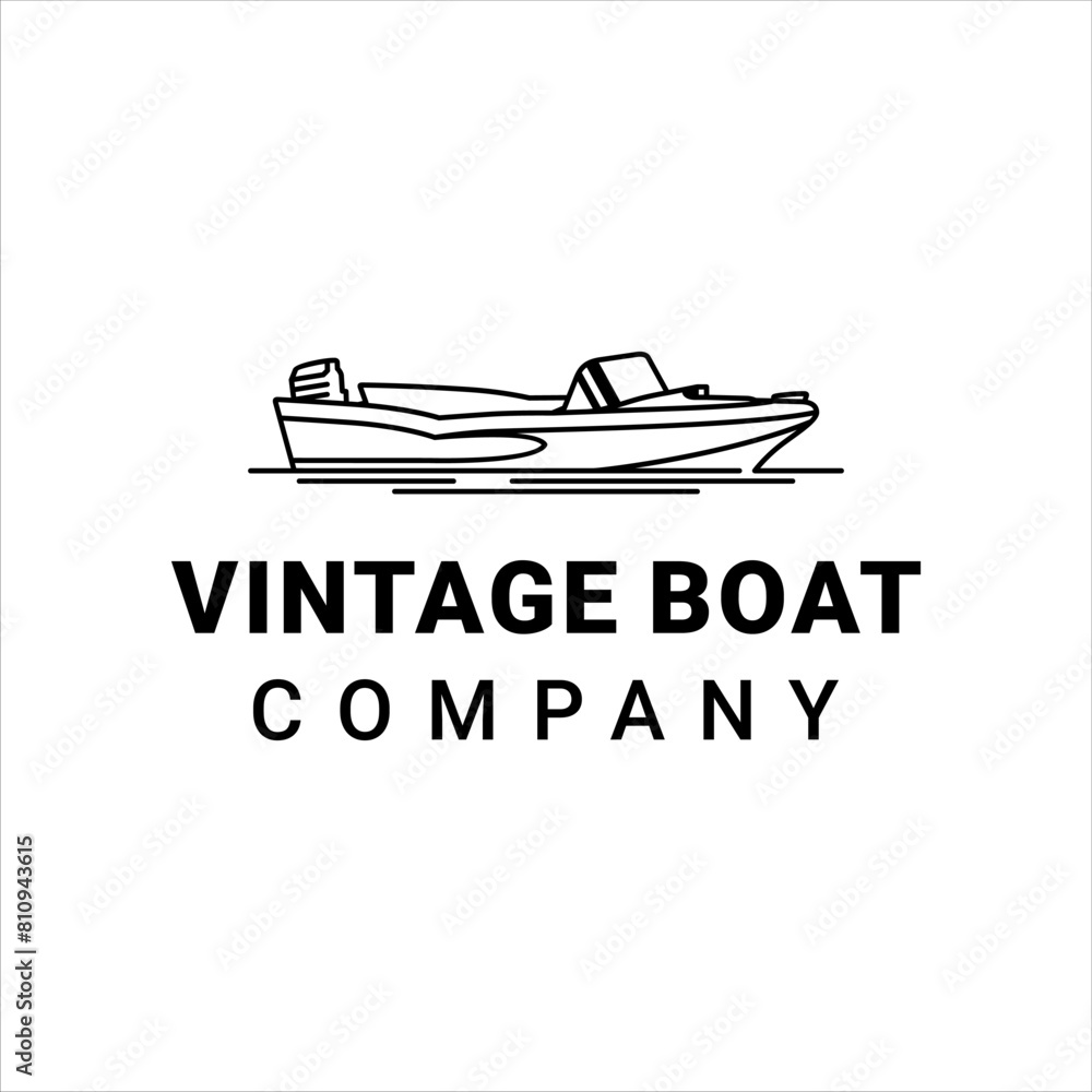 Vintage boat logo with minimalist line style design Stock Vector ...