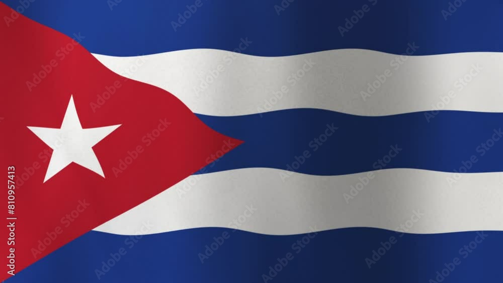 Waving Flag of Cuba, 4K Seamless Loop Animation. Cuban Flag 3D Flowing ...