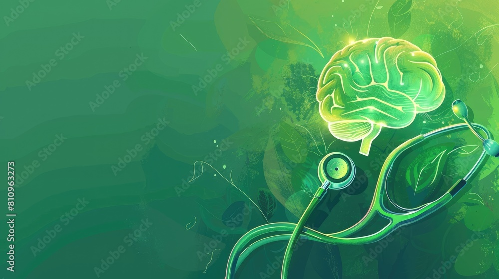 Picture a vibrant green background adorned with a stethoscope and a ...
