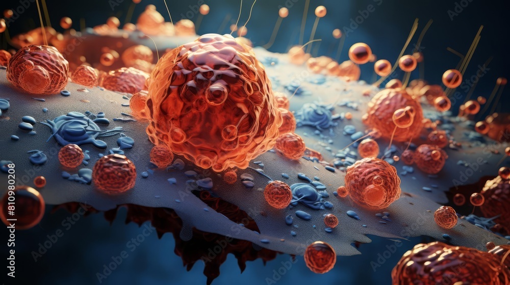 3D digital illustration of pancreatic islet cells, detailed and vibrant ...