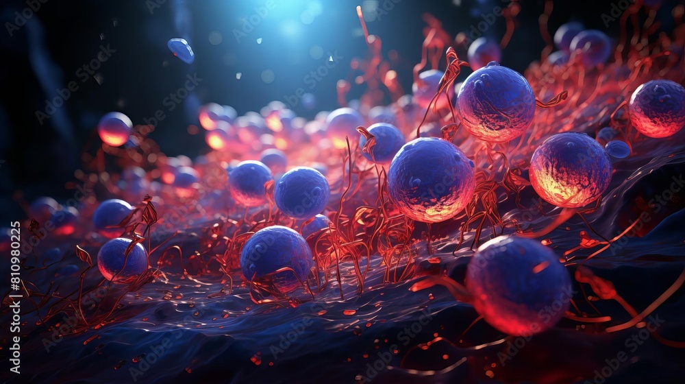 3D digital illustration of pancreatic islet cells, detailed and vibrant ...