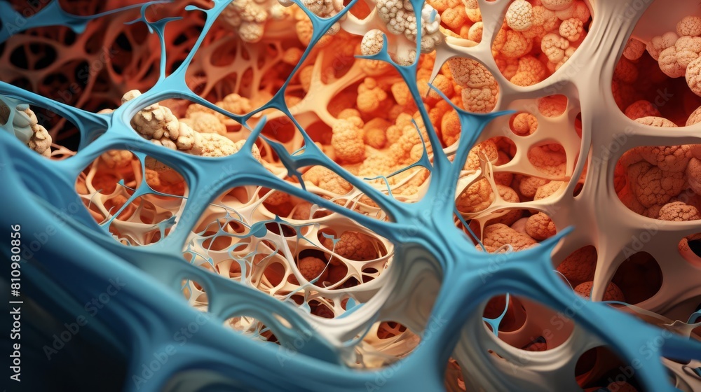 3D rendered image of bone cells in a crosssection of human bone ...
