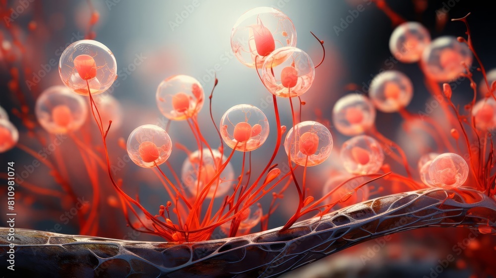 3D rendered image of collenchyma cells in a plant stalk, detailed and ...